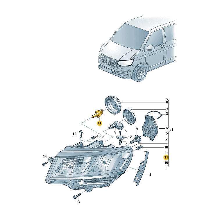【取寄商品】【純正品】 ハロゲンバルブ H15 ハイビーム用 「12V/55W/15W」 T5/T6/T6.1 （10年～） | VWパーツ ...