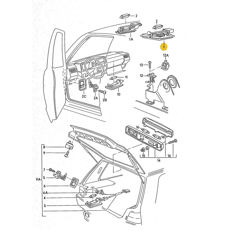 【取寄商品】 【VW Classic】 インテアリアライト Golf2 （86～92年） | VWパーツ/VWアクセサリー,ゴルフシリーズ/カブリオレ （Mk1.2～）,内装・インテリア,内装 ...