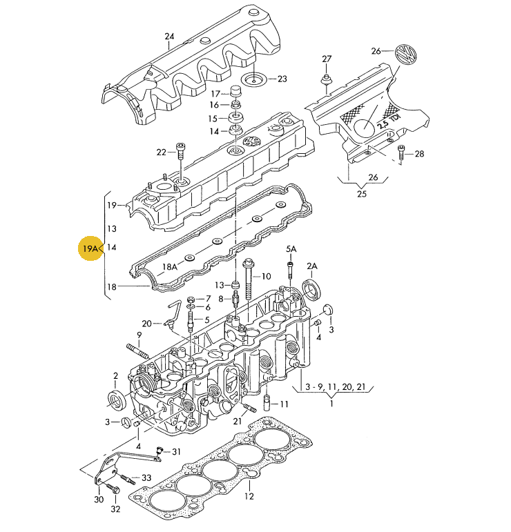 【純正品】 シリンダーヘッドカバー 「後期用」 T4 VANAGON(ヴァナゴン)（95～04年） | VWパーツ/VWアクセサリー,T4ヴァ ...