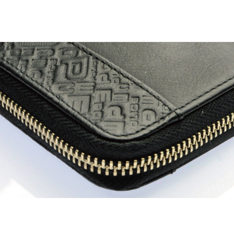 POLICE ポリス 二つ折り財布 ラウンドファスナー ヌメ革 ブラック PA