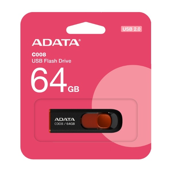 USBメモリ 64GB 5年保証 A-DATA USB2.0 スライド式 AC008-64G-RKD USB 黒