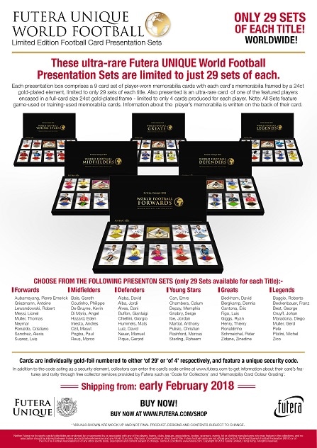 2018 FUTERA UNIQUE LIMITED EDITION SET MIDFIELDERS