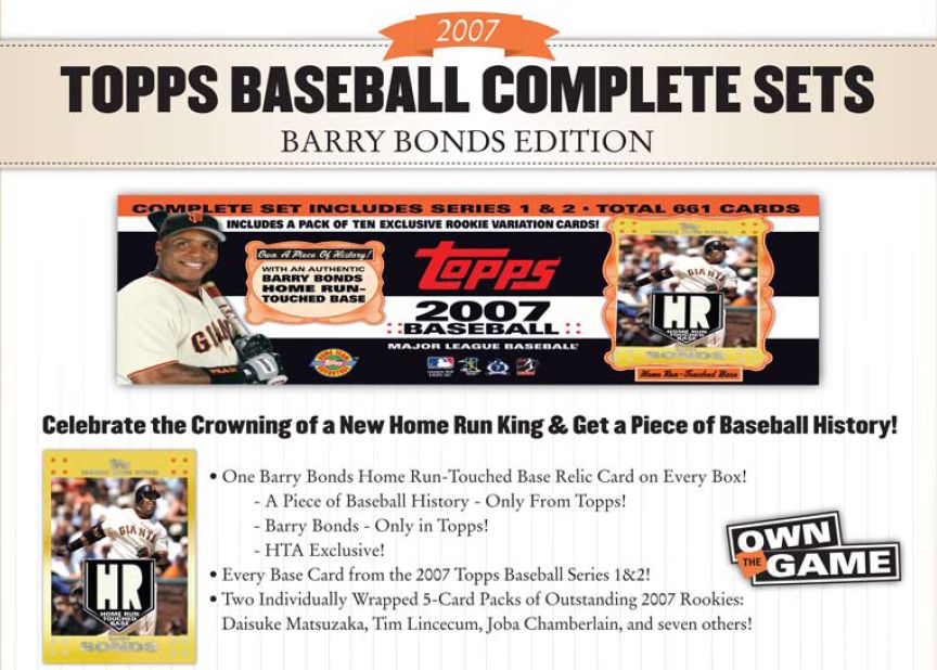 MLB 2007 TOPPS COMPLETE SET BARRY BONDS EDITION