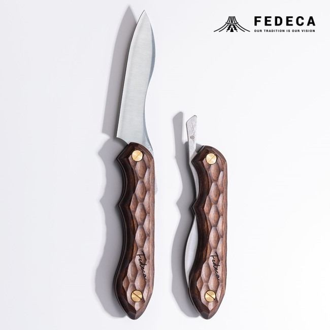フェデカ FEDECA 折畳式料理ナイフ 名栗ブラウン (ステンレス鋼/銀紙三号) | ガレージキャンプストア GarageCampStore