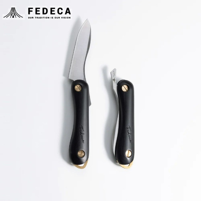 フェデカ FEDECA 折畳式料理ナイフSOLO プレーンブラック (ステンレス鋼/銀紙三号) | ガレージキャンプストア GarageCampStore