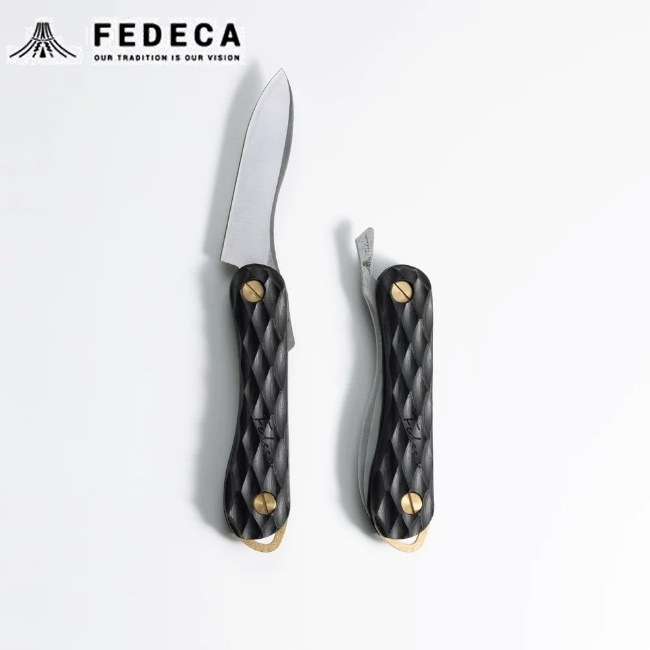 フェデカ FEDECA 折畳式料理ナイフSOLO 名栗ブラック (ステンレス鋼/銀紙三号) | ガレージキャンプストア GarageCampStore