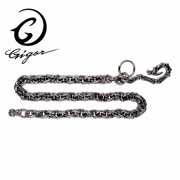 GIGOR ジゴロウ アンデュレーションウォーレットチェーン SLEED series スリードシリーズ 波 曲線 ウェーブ 鎖 チェーン フック フックタイプ シルバー925 シルバー ...