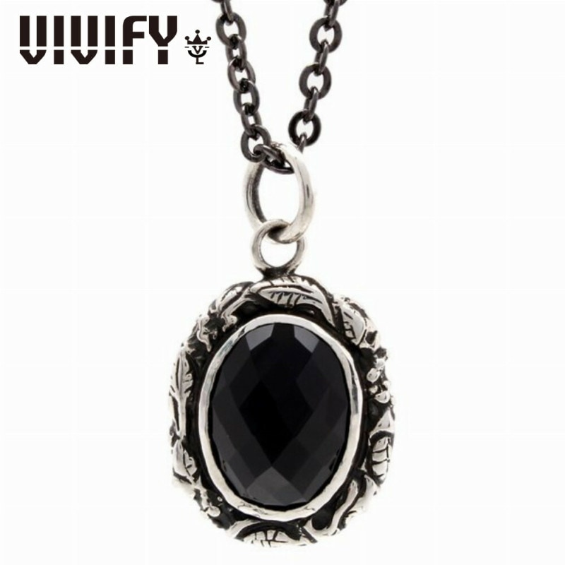 VIVIFY ビビファイ ペンダント ネックレス シルバー Ivied Frame ストーン セッティング チェッカーカット オニキス ペンダントトップ チェーンなし メンズアクセサリー ...