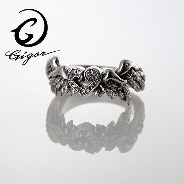 GIGOR ジゴロウ イリネスハートリング COLLABO series コラボシリーズ ハート ハート型 翼 ウイング 羽根 羽 ペア ペアリング ダイヤモンド ダイアモンド ダイヤ 天然 ...