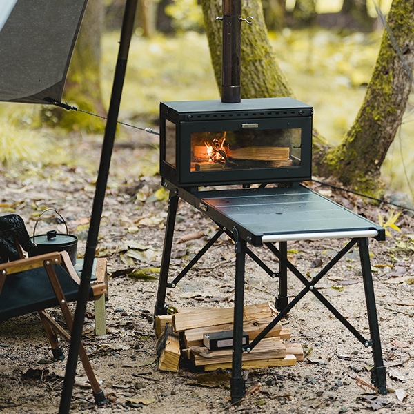 FRSHIP【2025年モデル】 マウントスミ Mt.SUMI アウトドア薪ストーブ ミドラ キャンプ コンパクト 3面ガラス テント 折りたたみ 二次燃焼構造 焚き火台 ピザ窯 オーブン ...