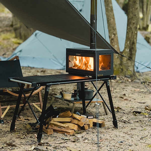 FRSHIP【2025年モデル】 マウントスミ Mt.SUMI アウトドア薪ストーブ ミドラ キャンプ コンパクト 3面ガラス テント 折りたたみ 二次燃焼構造 焚き火台 ピザ窯 オーブン ...