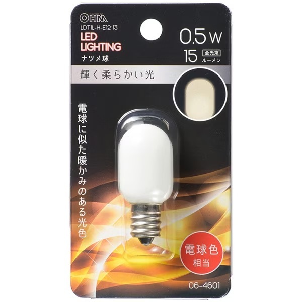 OHM LEDナツメ球 電球色 （装飾用/0.5W/15lm/電球色相当/T20/E12）【06-4601】 LDT1LHE1213【送料別 ...