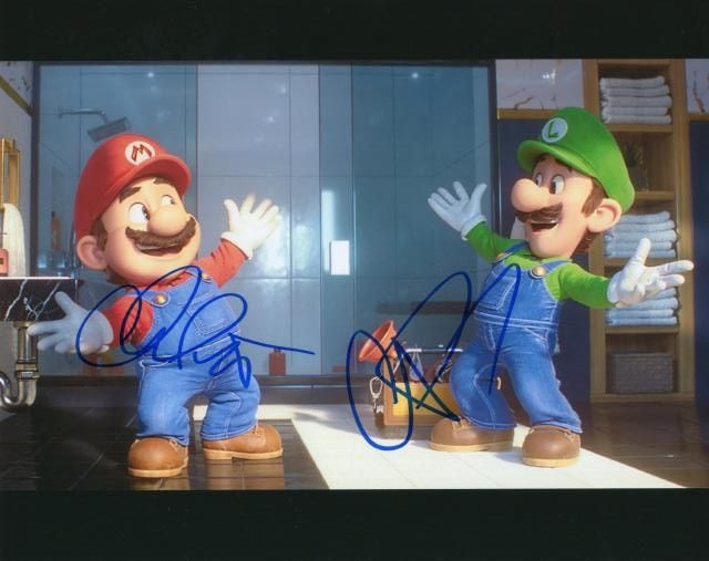 『ザ・スーパーマリオブラザーズ・ムービー』キャストby2名直筆サイン入り写真 The Super Mario Bros. Movie UACCRD永久保証