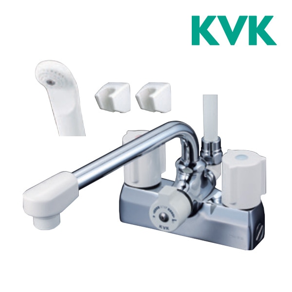 15時迄出荷OK！KVK 水栓金具【KF205ZN】デッキ型一時止水付2ハンドルシャワー 取付ピッチ100mm 寒冷地用 | 水栓・配管,蛇口・シャワー・水栓金具,オプション・部材 | イークローバー