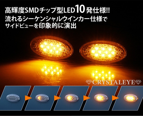 MH34/44S スティングレー ワゴンR クリスタルファイバーフルLEDテール クリアータイプ/シーケンシャルサイドマーカーセット