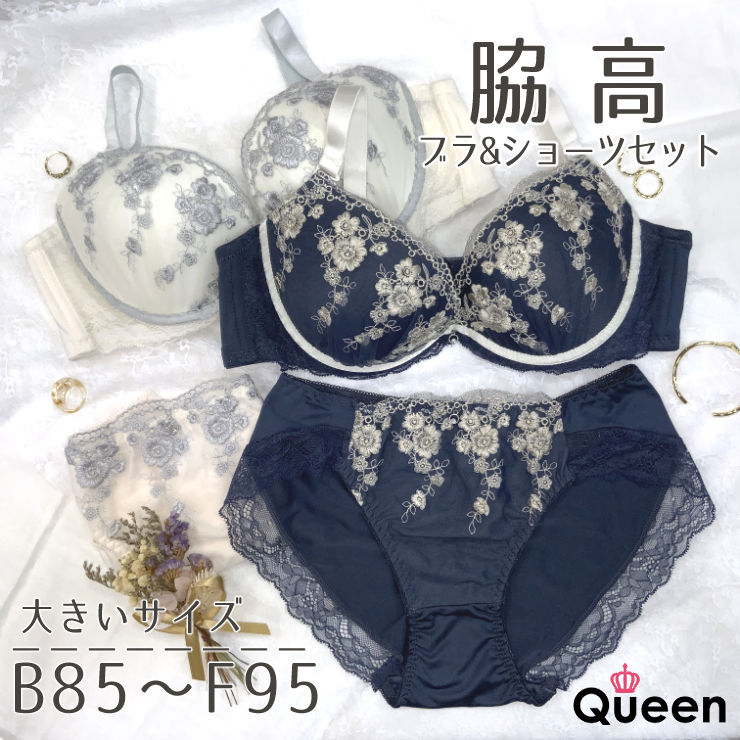 ブラジャー 脇高 ショーツ セット 大きいサイズ レディース 下着 B85 B90 B95 C85 C90 C95 D85 D90 D95 D100 E80 E85 E90 E95 F80 ...