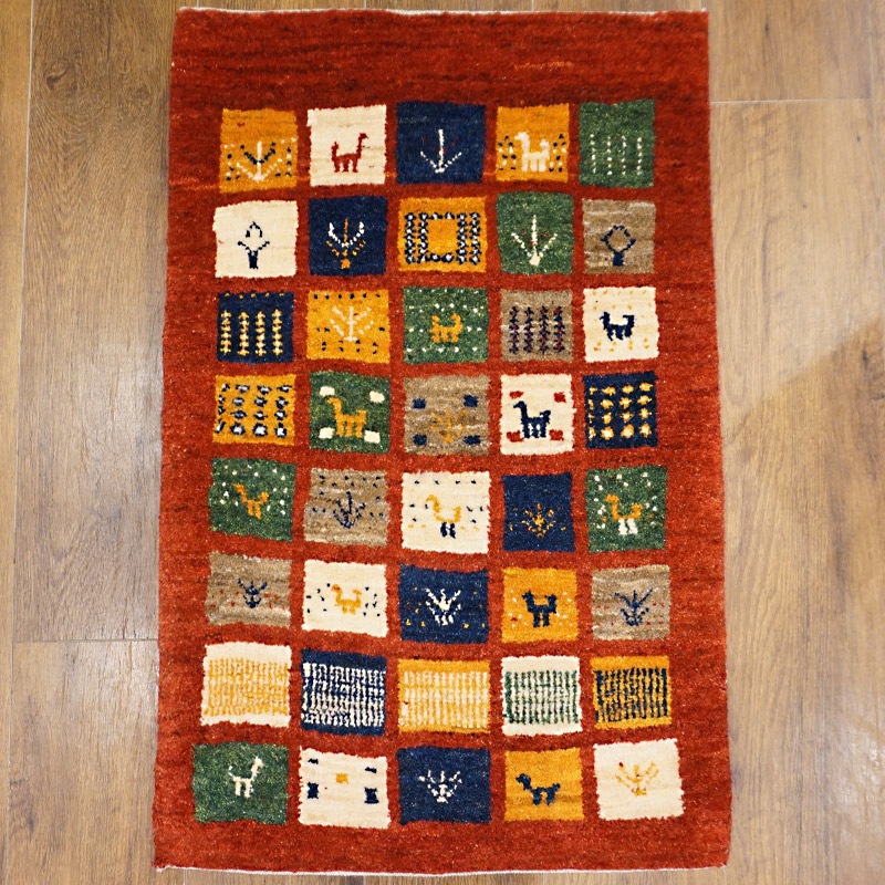 手織りギャッベ GB90-159 89×57cm 玄関サイズ | イラン産ギャッベ,90x60cm前後 | | 輸入雑貨～カランフィル（旧店名 ...