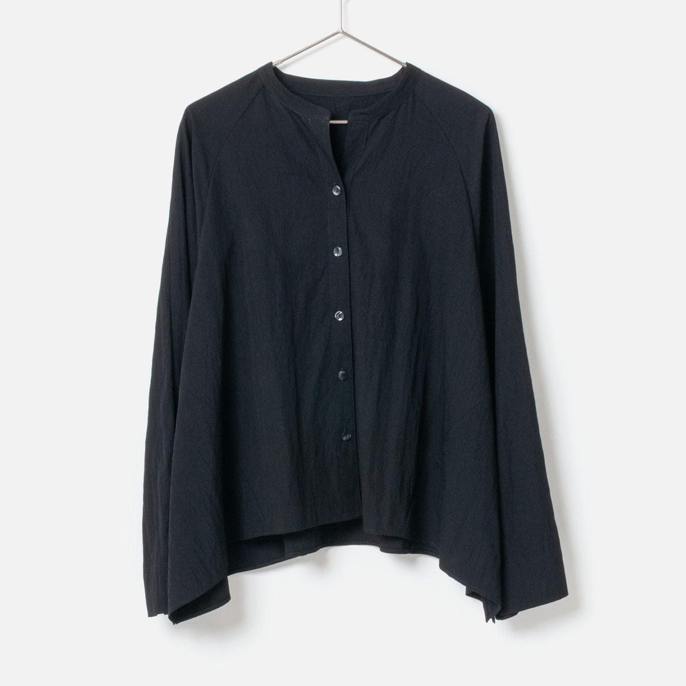 [Harriss] Irregular Hem Band Collar Blouse_Black(80) | KANEMAN E-STORE