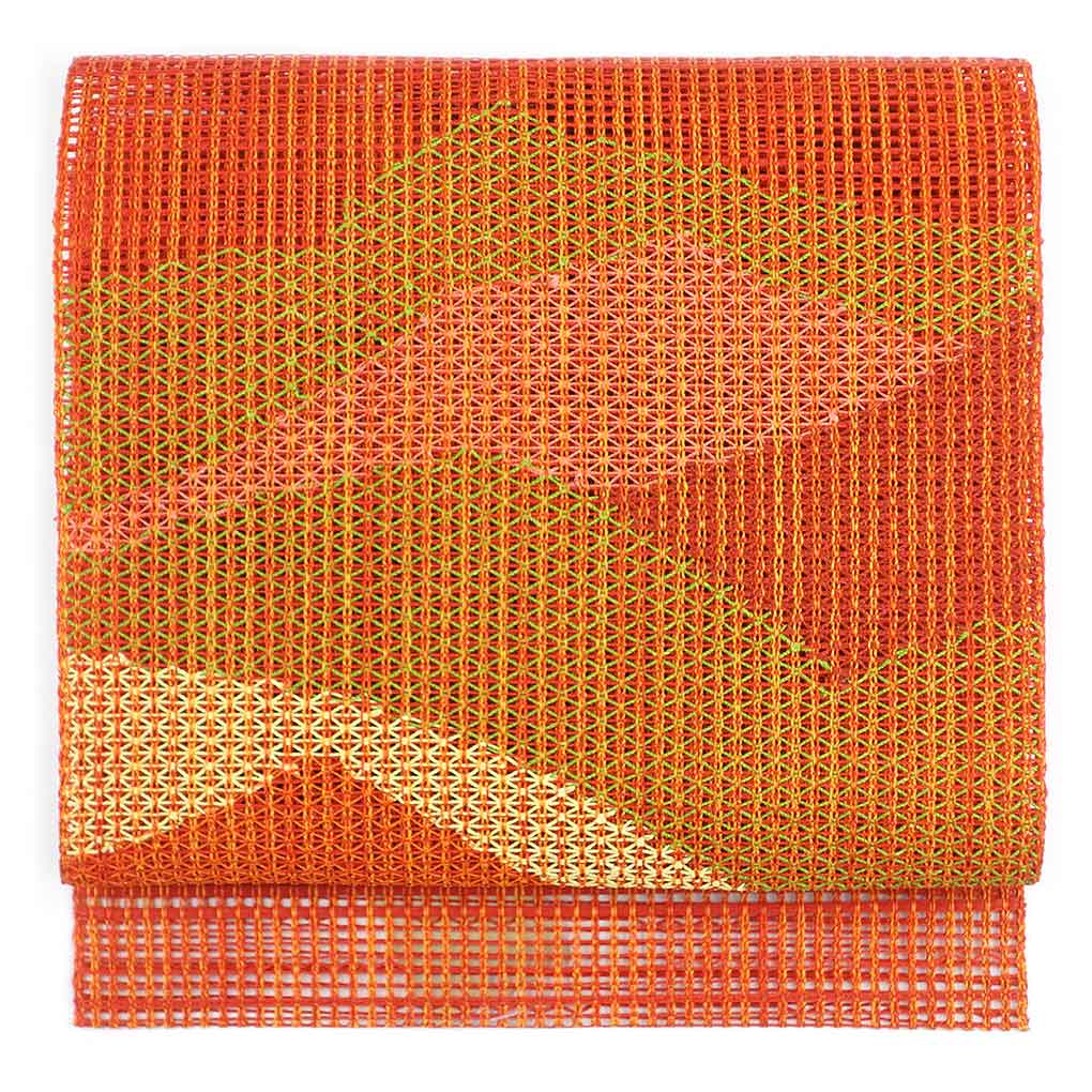 リサイクル 名古屋帯 幅30.5cm 長さ358cm レディース 抽象柄 夏用 正絹（シルク）オレンジ地 未使用品 リサイクル リメイク リユース【ランクS】 | すべての商品 | リサイクル ...