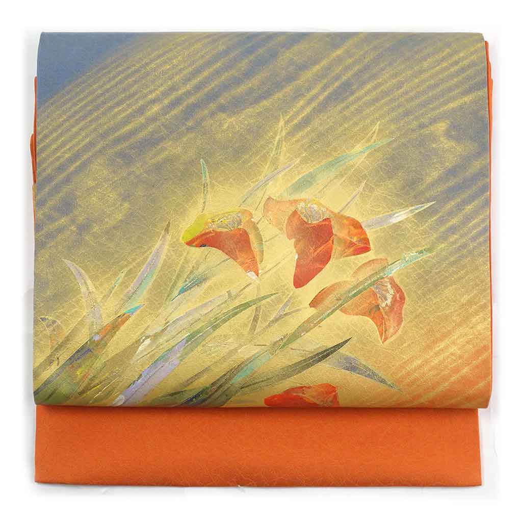 リサイクル 名古屋帯 幅31cm 長さ365cm レディース 花柄 秋冬春用 正絹（シルク）オレンジ地 未使用品 リサイクル リメイク リユース【ランクS】 | すべての商品 | リサイクル ...