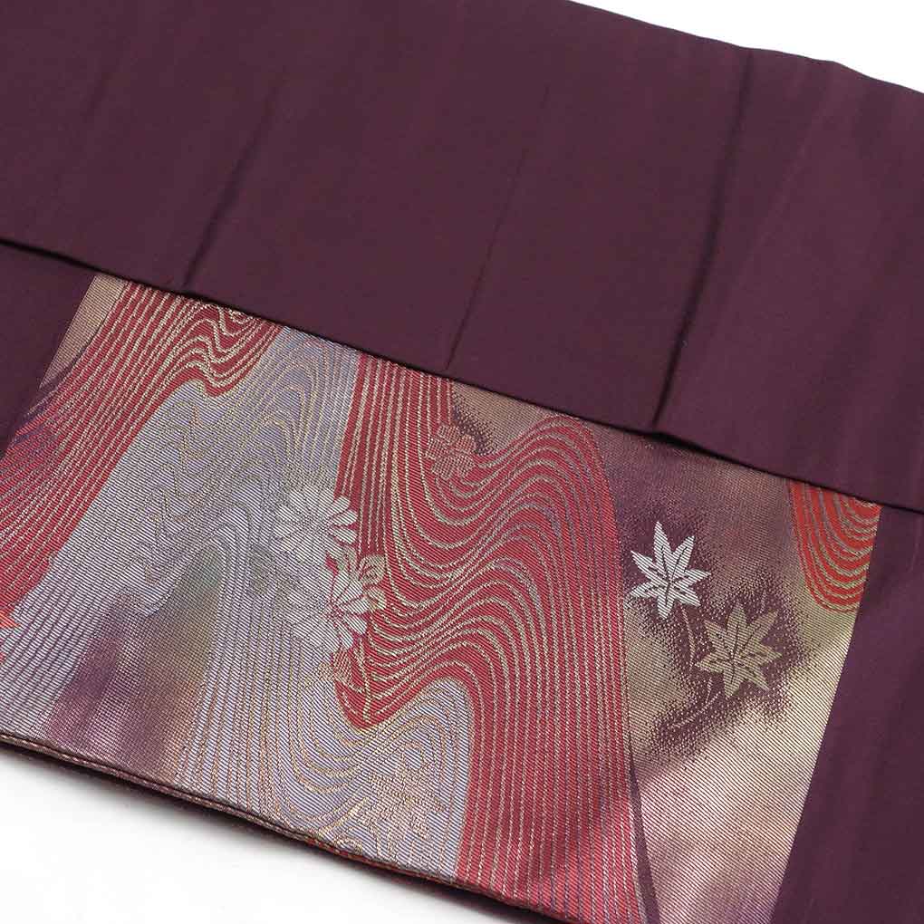 リサイクル 名古屋帯 幅30.5cm 長さ358cm レディース 流水 秋冬春用 正絹（シルク）紫地 美品 リサイクル リメイク リユース【ランクA】 | リサイクル着物,名古屋帯 ...