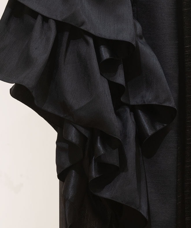 SAK-FHAH 20230827 フリル単羽織コート（シャンタン・ブラック） | さく研究所 | ゴフクヤサン・ドットコム