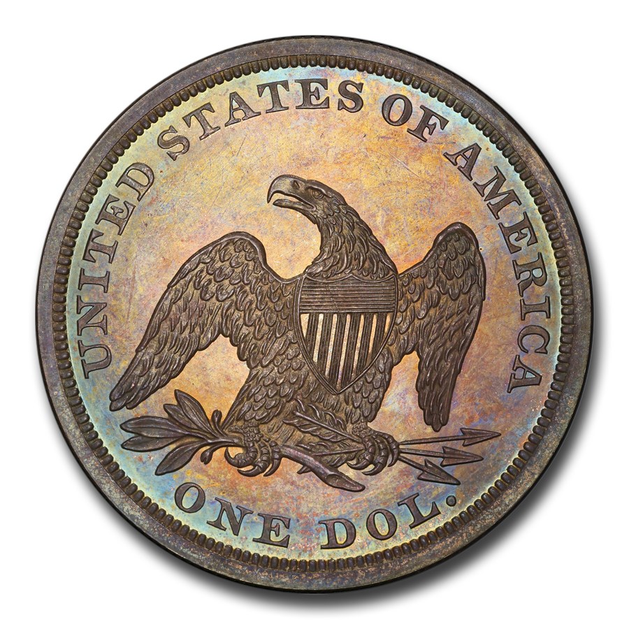 1861年 シーテッド リバティ ダラー 銀貨 1ドル 自由の女神 イーグル アメリカ合衆国造幣局 フィラデルフィア PR-66 PCGS ...