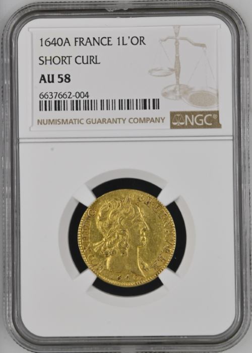【レア度2-R2】フランス 1640-A年 ルイ13世 1ルイドール金貨 NGC-AU58 | アンティークコイン米・欧州・英・仏・独 ...