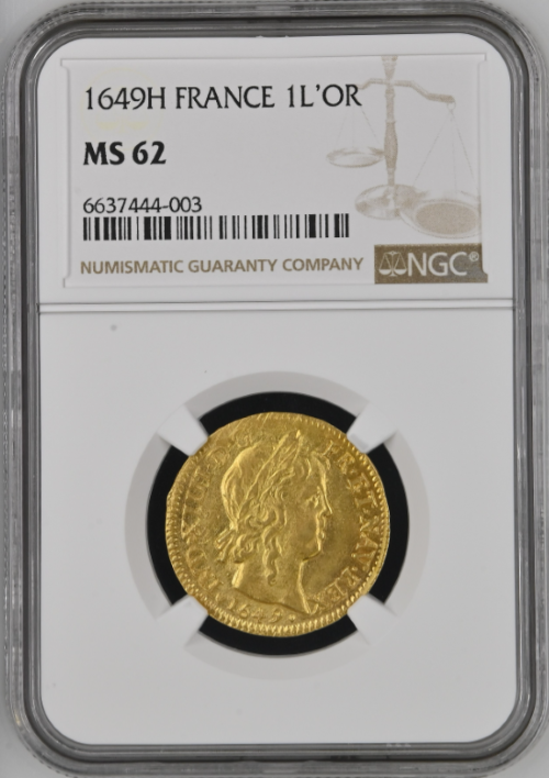 【レア度2-R2】フランス 1649-H年 ルイ14世 1ルイドール金貨 NGC-MS62 | アンティークコイン 欧州 英国・フランス・ドイツその他,フランス,ルイドール金貨 ...