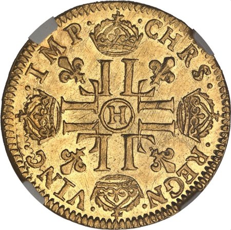 【レア度2-R2】フランス 1649-H年 ルイ14世 1ルイドール金貨 NGC-MS62 | アンティークコイン 欧州 英国・フランス・ドイツその他,フランス,ルイドール金貨 ...