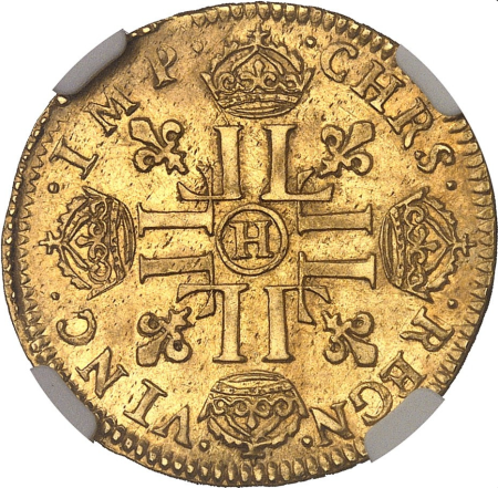 【レア度2-R2】フランス 1649-H年 ルイ14世 1ルイドール金貨 NGC-AU58 | アンティークコイン 欧州 英国・フランス・ドイツその他,フランス,ルイドール金貨 ...