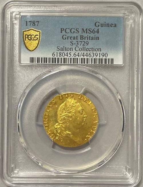 グレートブリテン 1787年 ジョージ3世 1ギニー金貨 PCGS-MS64 Mark and Lottie Salton Collection | アンティークコイン米・欧州・英・仏・独 ...