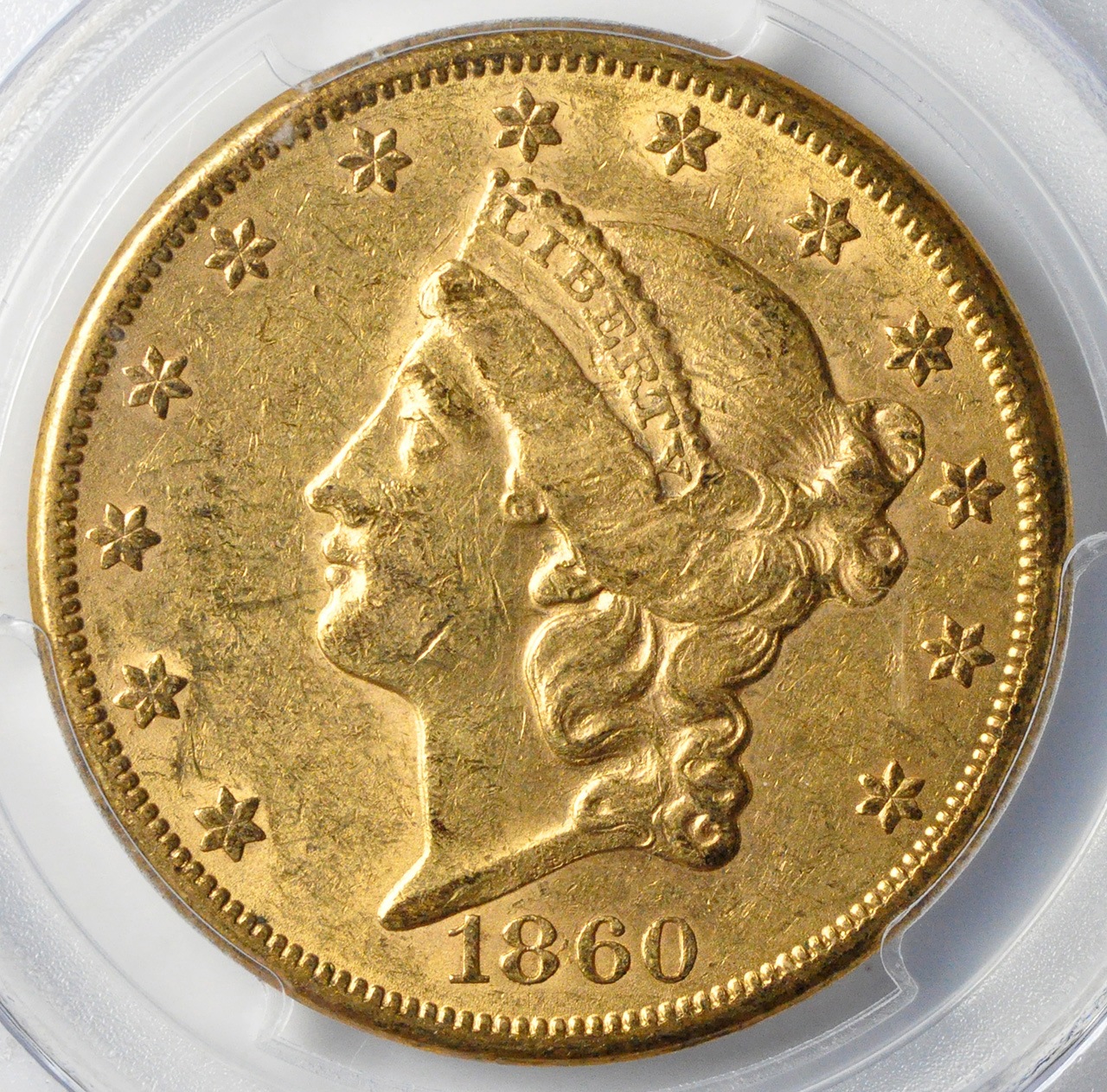 【生前贈与対策商品】アンティークコイン アメリカ 20ドル金貨リバティヘッド1860-S ＄20 Liberty Head Double Eagle PCGS AU58