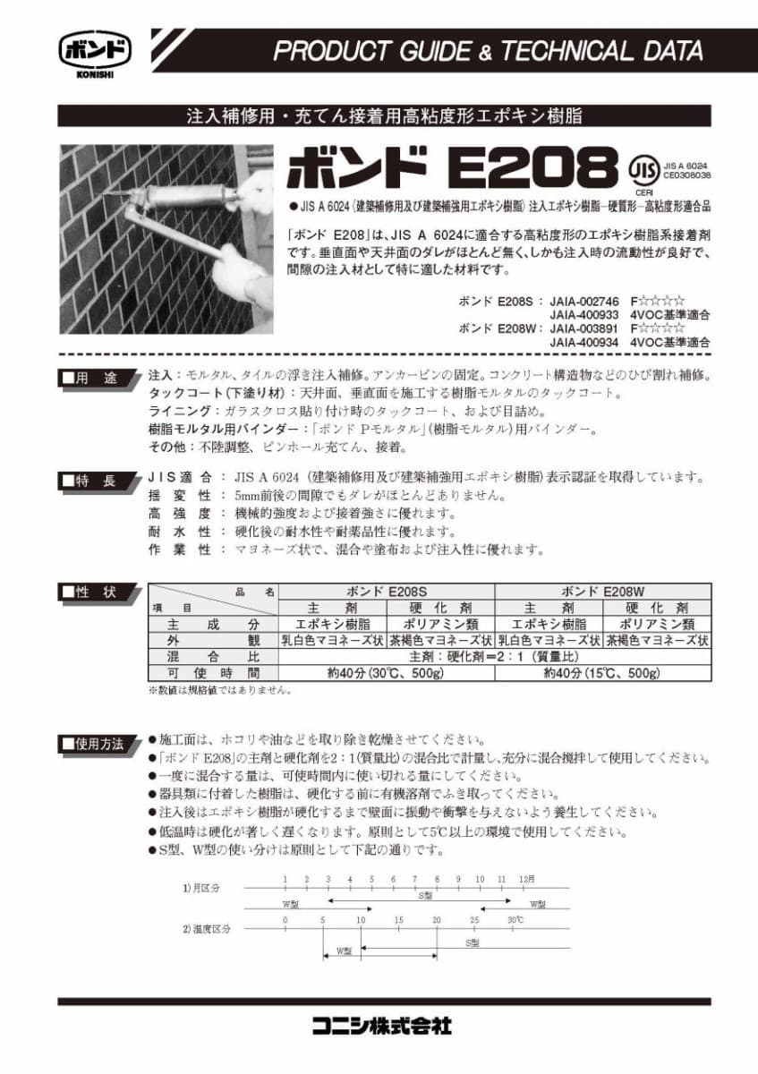 コニシボンド E208 3kg×4セット | 左官材料なら日曜左官エムケー工芸 - 公式通販