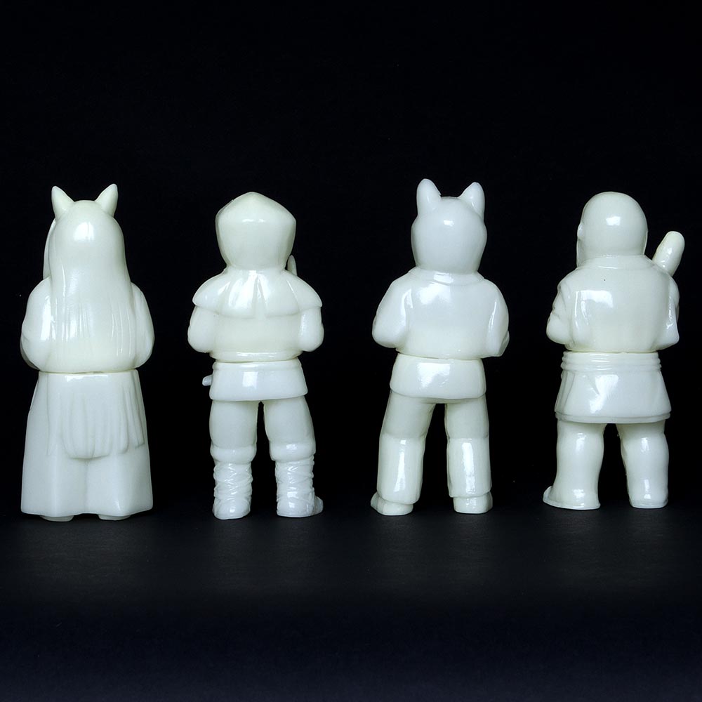 【ソフビ】【プリケッツ】【ビックワンクラフト】行け！牛若小太郎4体セット（蓄光）/BIGONECRAFT