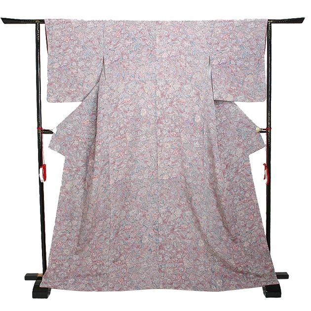 小紋 レンタル 袷 10月～5月向け 高級正絹 紫色 お稽古 観劇 FCT0060