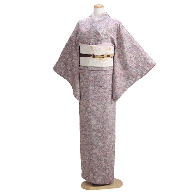小紋 レンタル 袷〔10月〜5月向き〕紫色 お稽古 観劇 送料無料 NT-60 小紋 レンタル 袷 10月～5月向け 高級正絹 紫色 お稽古 観劇 FCT0060
