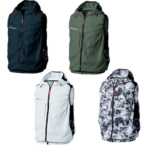 空調ウェア 服単体 V8819 サイドファンフードベスト S～3L 村上被服 HOOH 快適ウェア | ワーク（作業用品）,作業服,空調ウェア | テンテンの森