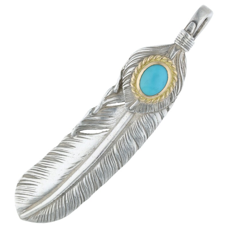 上銀金縄ターコイズ特大フェザー 右向き 【取扱：原宿シルバー店】 | すべての商品 | ゴローズ通販のRINKAN HARAJUKU ...