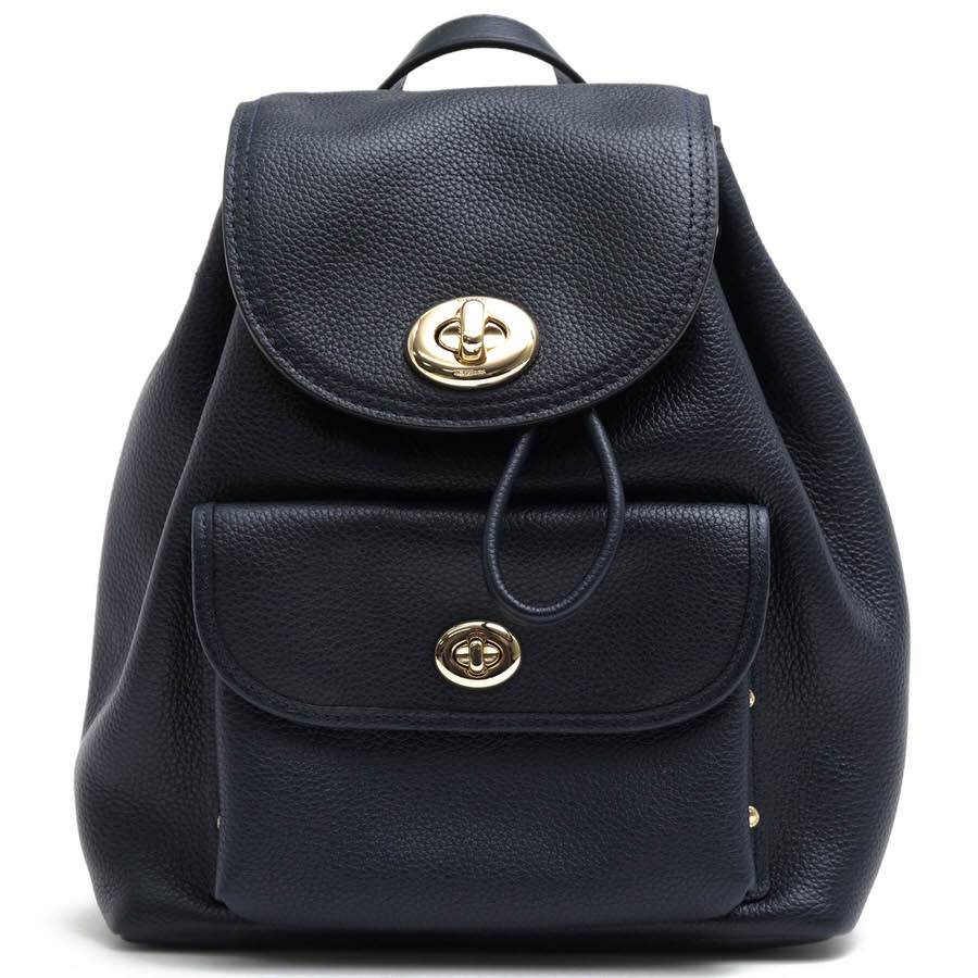 COACH 37581 Mini Turnlock Rucksack In Polished Pebble Leather ミニ ターンロック ...