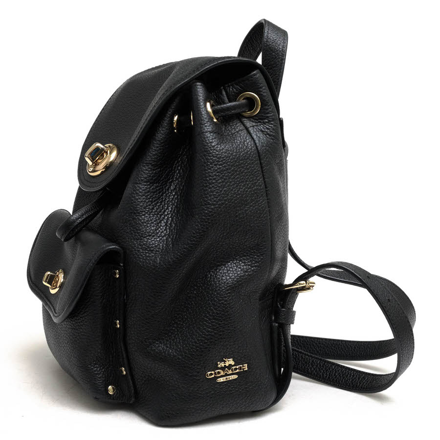 COACH 37581 Mini Turnlock Rucksack In Polished Pebble Leather ミニ ターンロック ...