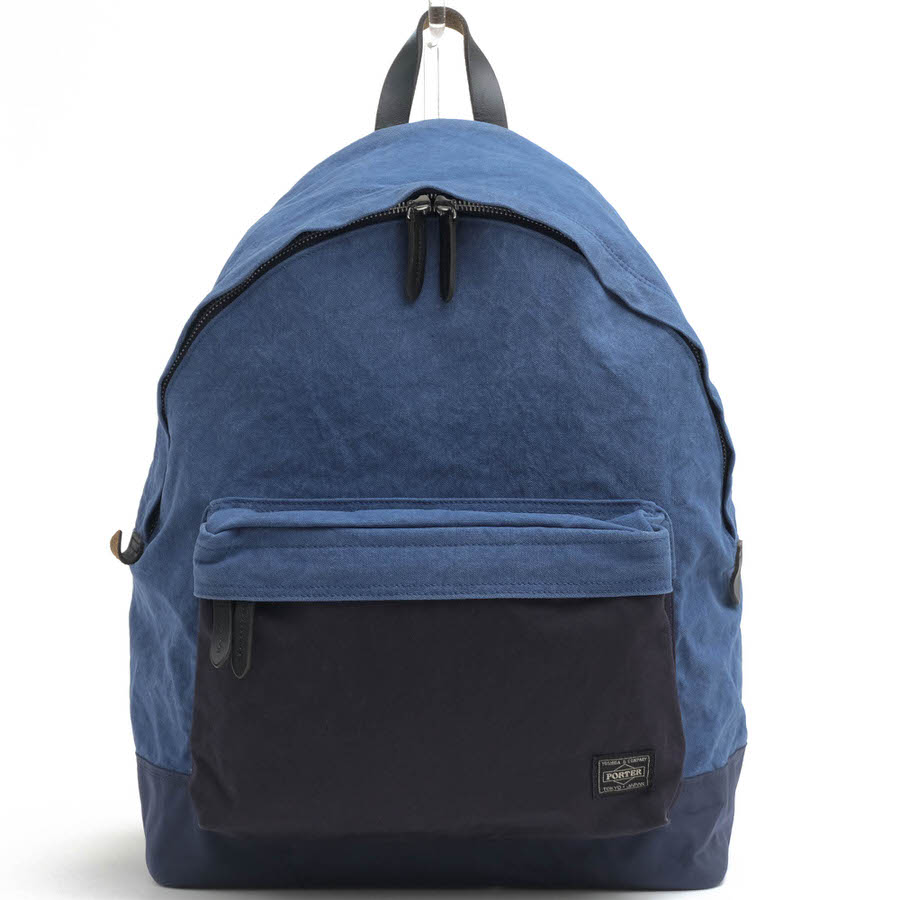 PORTER 193-04065 BRIDGE DAYPACK ブリッジ / ポーター 吉田カバン コットンキャンバス パラフィン加工 バイカラー デイパック ウォッシュ加工 ブルー 青 ...