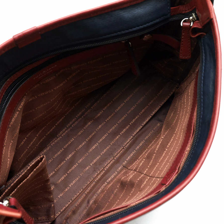 FUJITAKA 45153 ジャスパーレザーショルダーバッグ / フジタカ クラリーノデュエ 人工皮革 牛革 メッセンジャーバッグ ネイビー ...