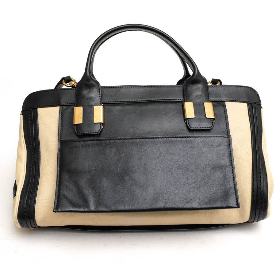 Chloe Alice large bag アリス / クロエ カーフ 牛革 バイカラー 2WAY ショルダーバッグ ミニボストン ベージュ ...