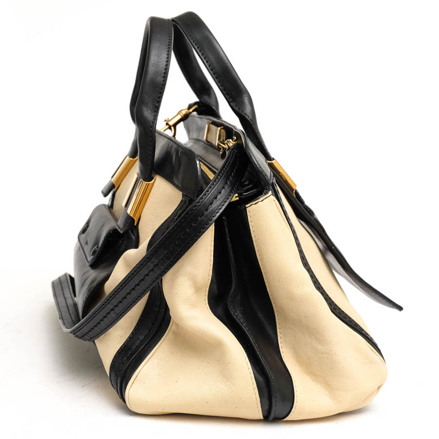 Chloe Alice large bag アリス / クロエ カーフ 牛革 バイカラー 2WAY ショルダーバッグ ミニボストン ベージュ ...