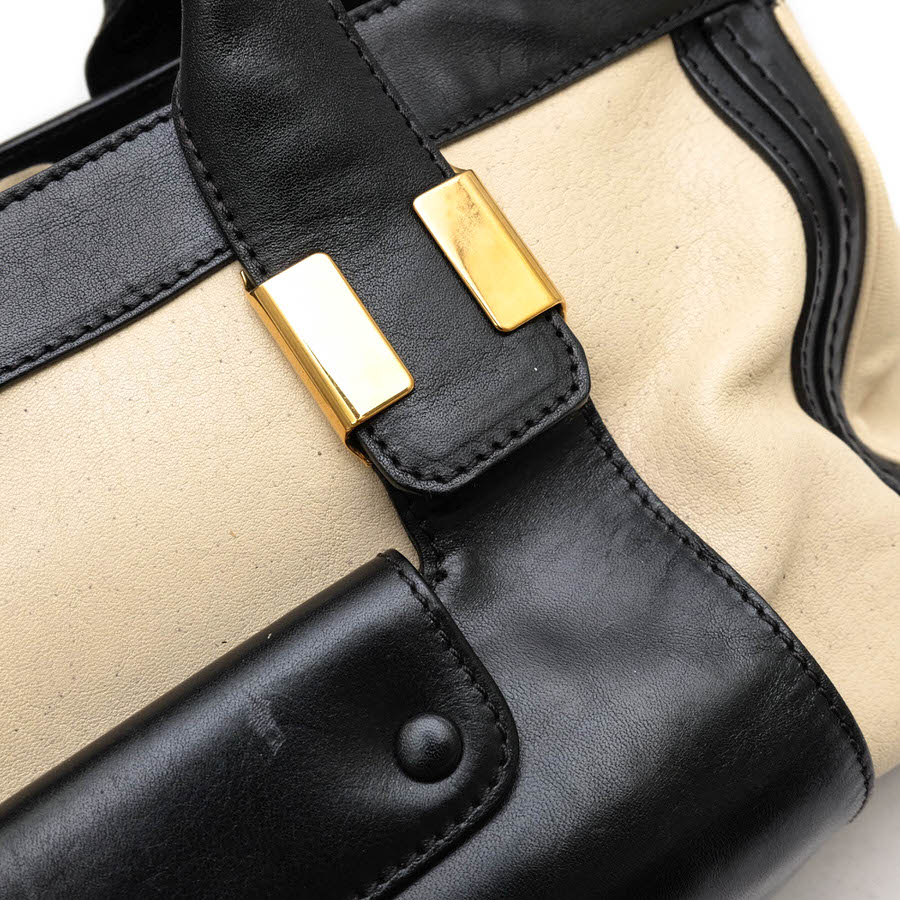 Chloe Alice large bag アリス / クロエ カーフ 牛革 バイカラー 2WAY ショルダーバッグ ミニボストン ベージュ ...