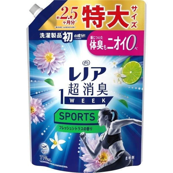 レノア 超消臭 1week SPORTS フレッシュシトラスの香り 詰替え 特大サイズ 770ml : P＆G | 洗濯・柔軟剤・漂白剤,柔軟剤・香り付け剤,柔軟剤 | 姫路流通センター 総本店
