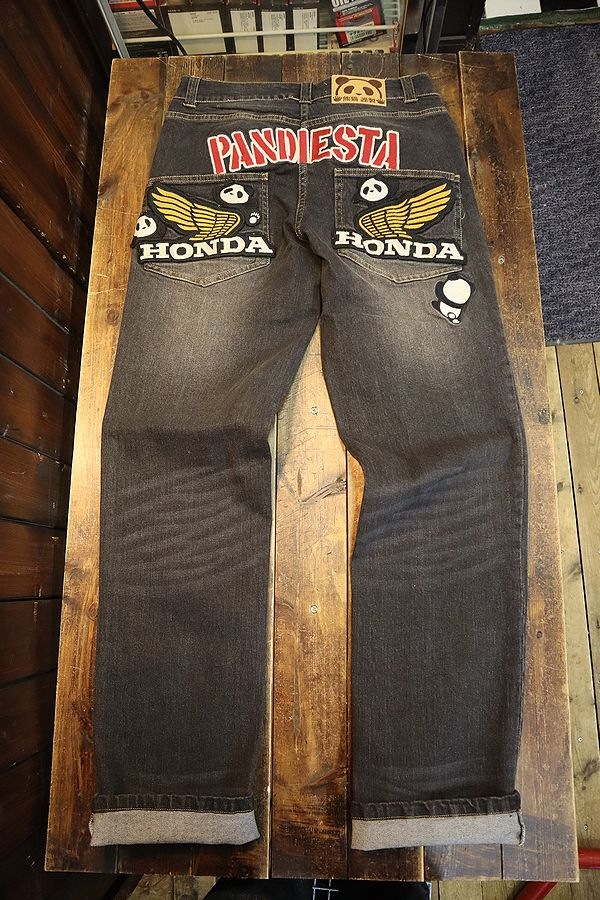 PANDIESTA JAPAN 熊猫謹製 592507 HONDA×PANDIESTA WING LOGO ストレッチデニムパンツ ブラック ...