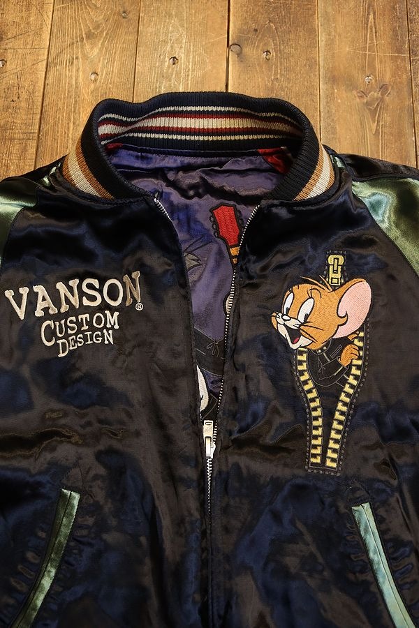 VANSON×Tom and Jerry トムとジェリーコラボ TJV-2340 リバーシブルスカジャン 刺繍 スカジャン | VANSON,VANSON コラボ,VANSON×Tom and ...