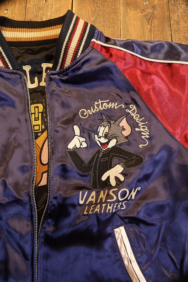 VANSON×Tom and Jerry トムとジェリーコラボ TJV-2340 リバーシブルスカジャン 刺繍 スカジャン | VANSON,VANSON コラボ,VANSON×Tom and ...